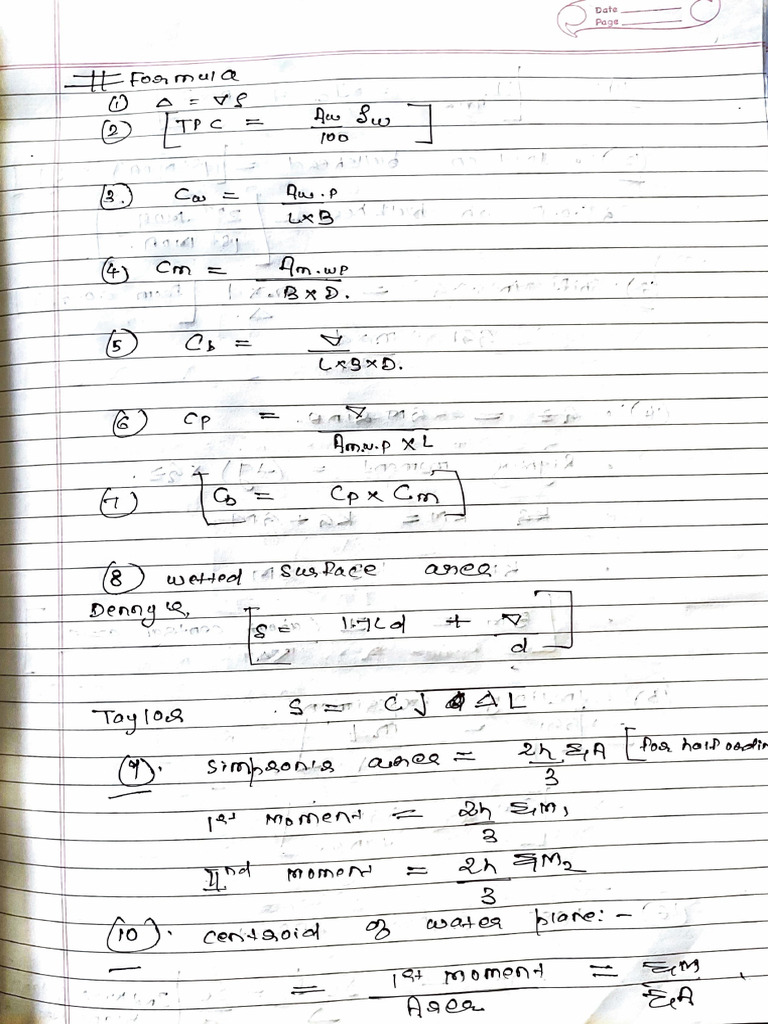 Naval Formulas | PDF
