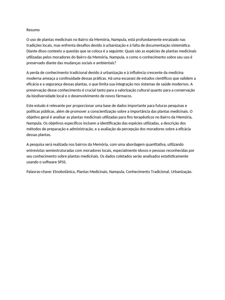 Plantas Medicinais em Nampula: Tradição e Desafios | PDF
