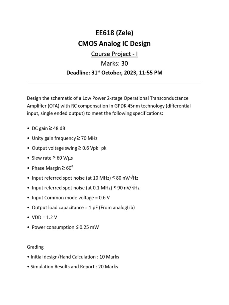 EE618 ZELE Course Project I | PDF | Electrical Engineering | Electronics