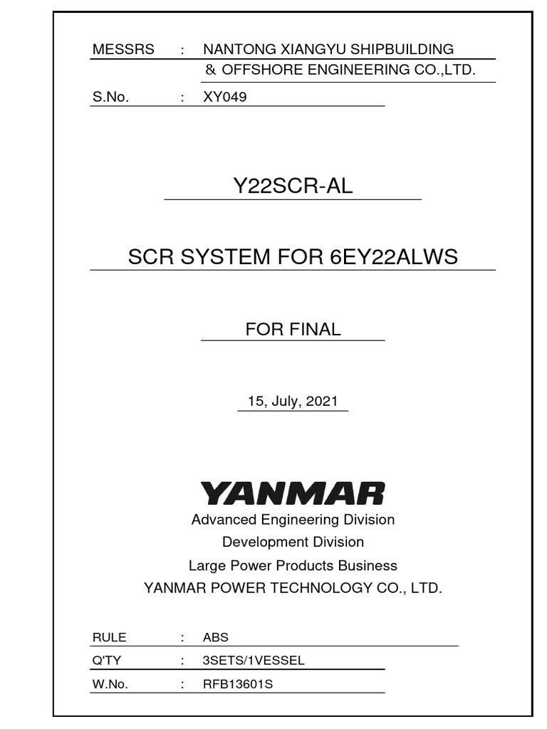 Xy049. Yanmar SCR Final Drawing. | PDF | Valve | Chemical Reactor