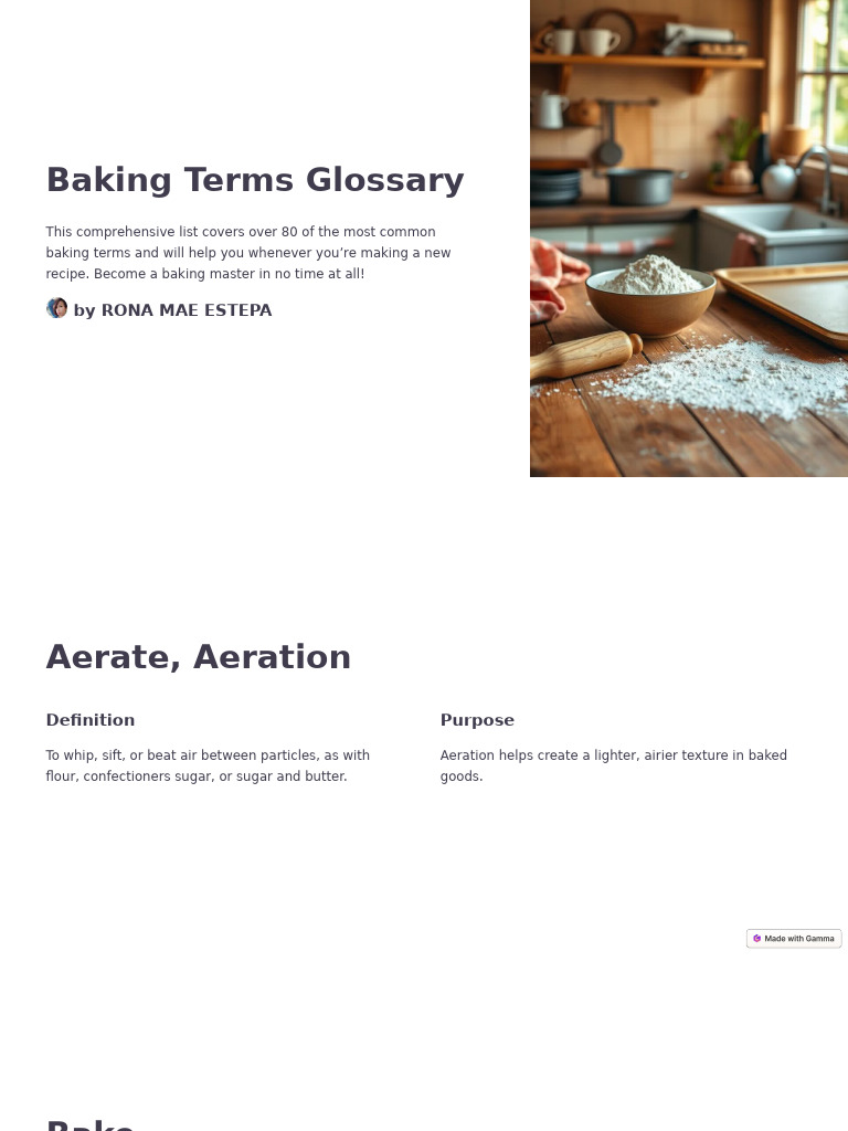 Baking Terms Glossary: 80+ Definitions | PDF