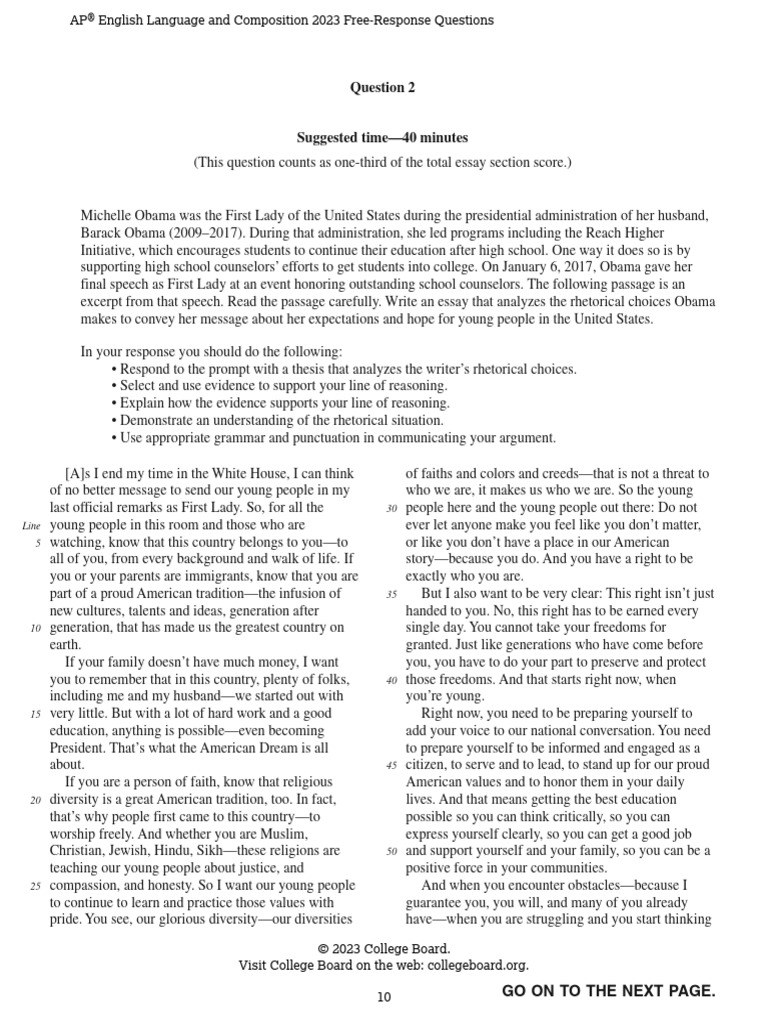 2023 AP Lang Set 1 FRQ2 | PDF