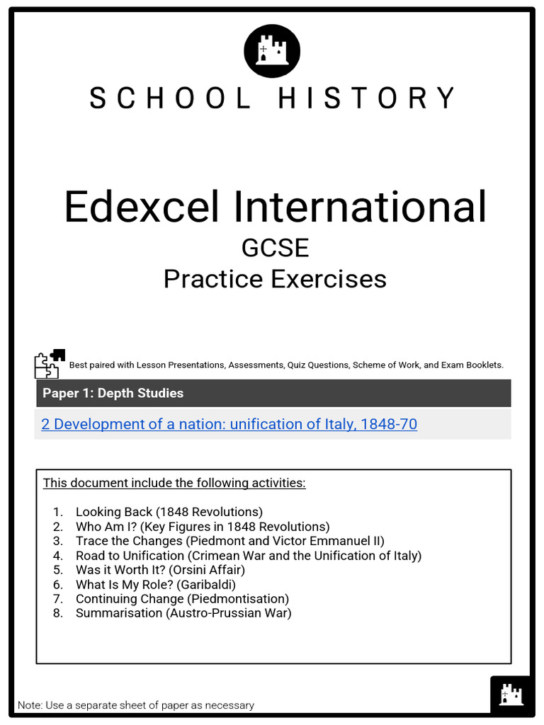 9th Grade Unit 6 1848 and Italy Unification in Depth Exercises | PDF ...