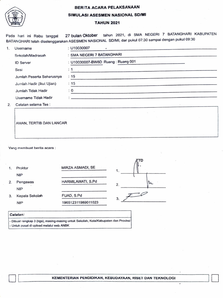 Berita Acara Simulasi | PDF