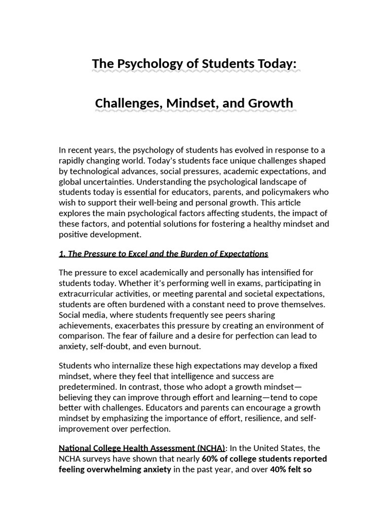 The Psychology of Students Today | PDF | Psychological Resilience | Mental Health