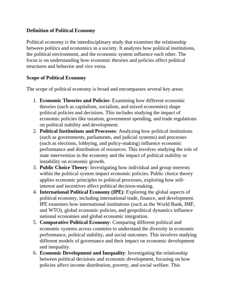 Definition of Political Economy | PDF | Developing Country | Policy
