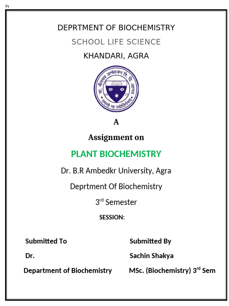 Plant Biochemistry Assignment | PDF