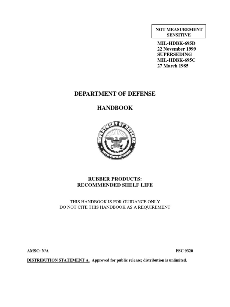 US DoD Shelf Life of Rubbers H695D-2C | PDF | Natural Rubber | Shelf Life