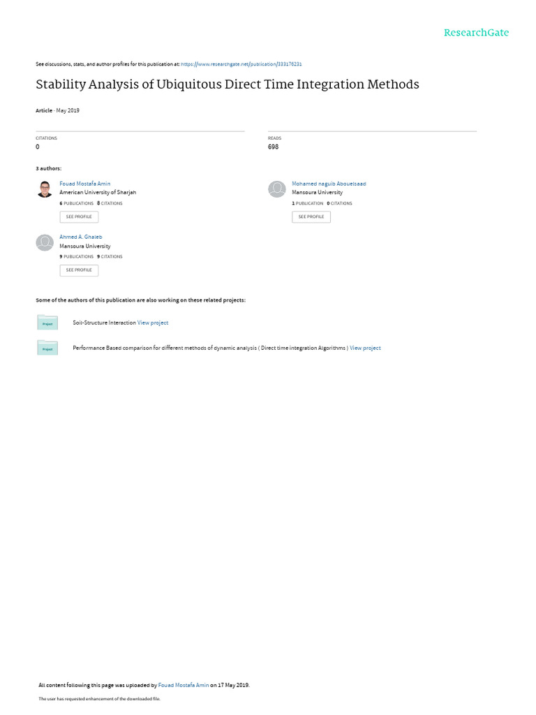 Stability Analysis of Ubiquitous Direct Time Integration Methods | PDF ...