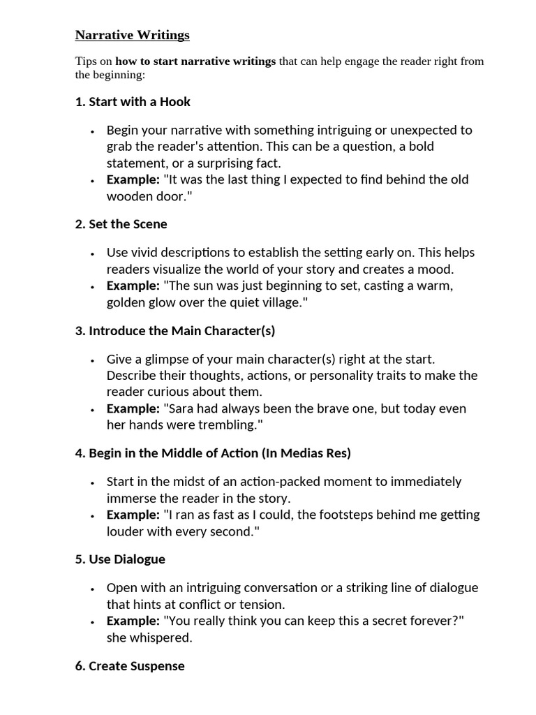 Narrative Writings Tips | PDF | Thought