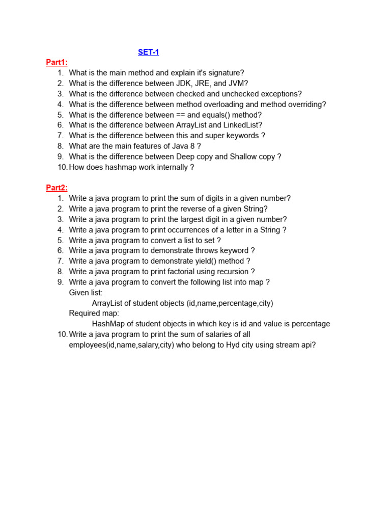 Java FAQ - Set1 | PDF
