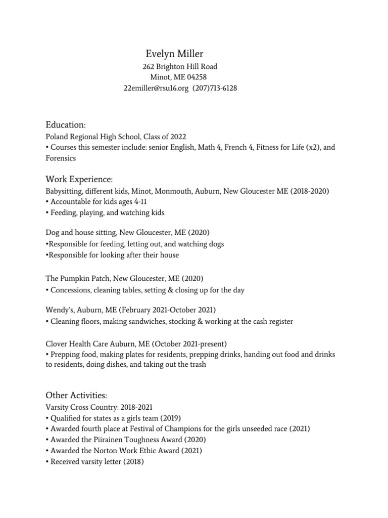 Evelyn Miller Resume | PDF