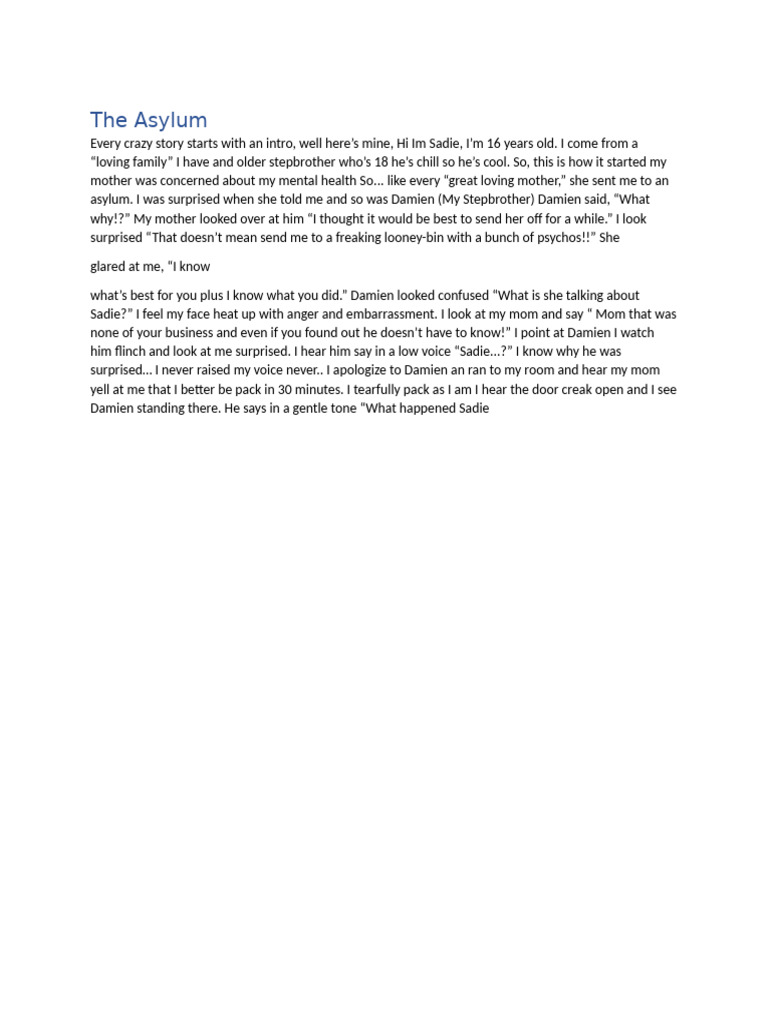 Sadie's Asylum Journey | PDF