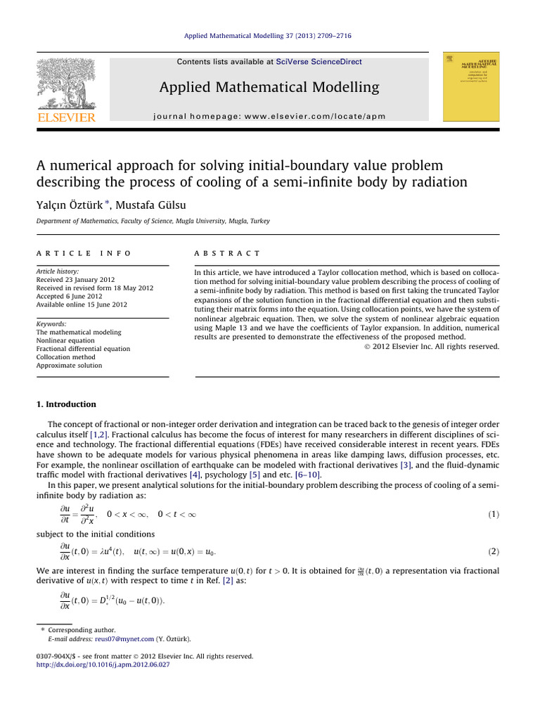 A-numerical-approach-for-solving-initial-boundary-value-pr_2013_Applied-Math | PDF | Equations ...