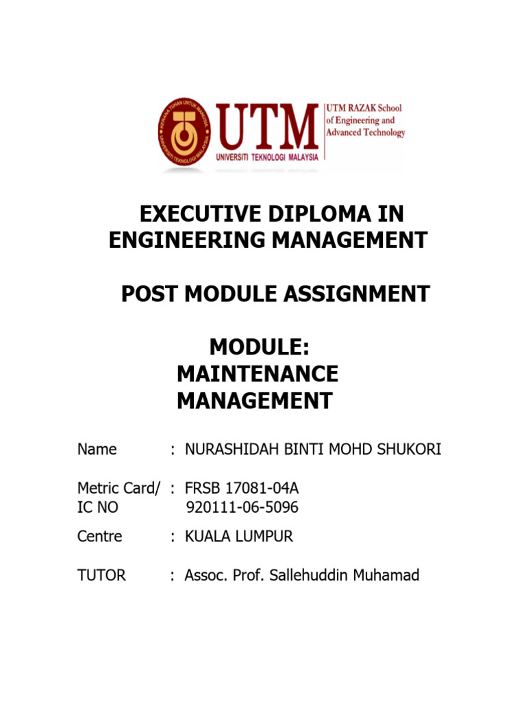 Maintenance Management Assignment Overview | PDF | Road Surface | Road