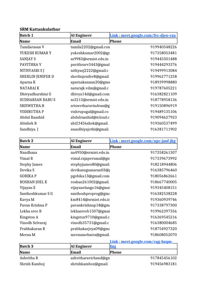 SRM Kattankulathur AI & Software Engineers | PDF | Master Of Science ...