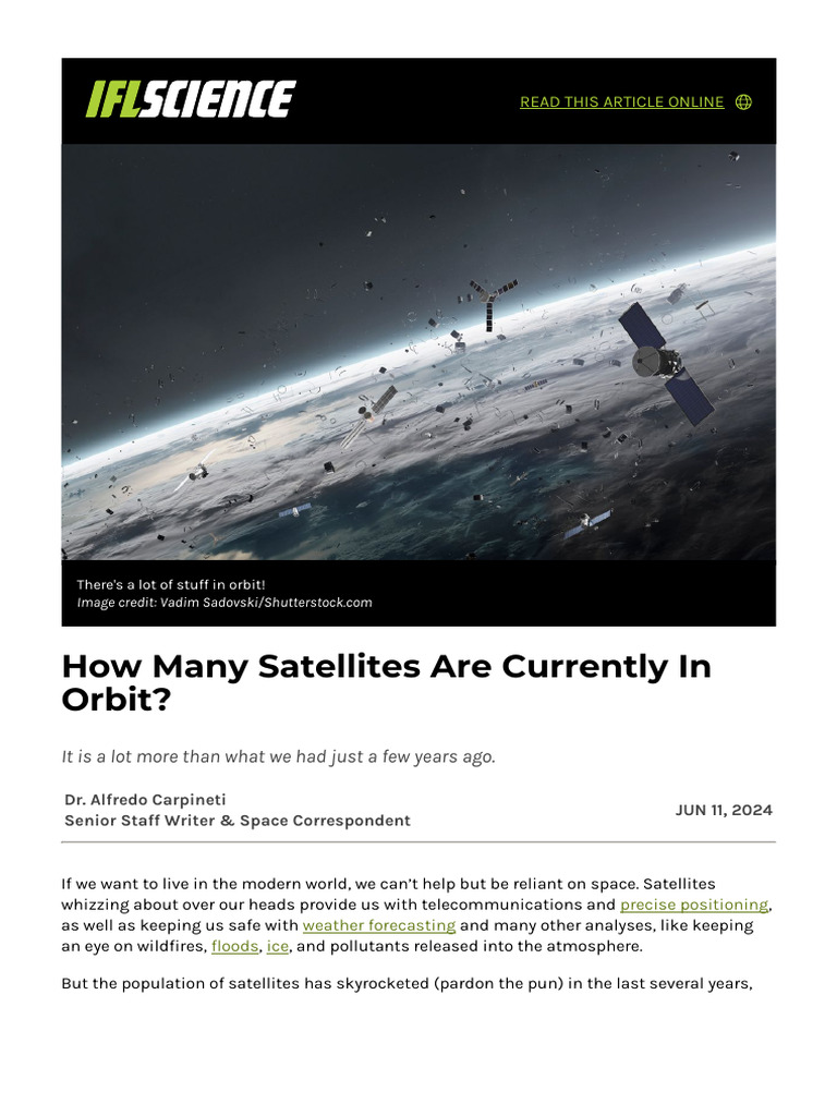 How Many Satellites Are Currently in Orbit | PDF | Satellite | Space Debris