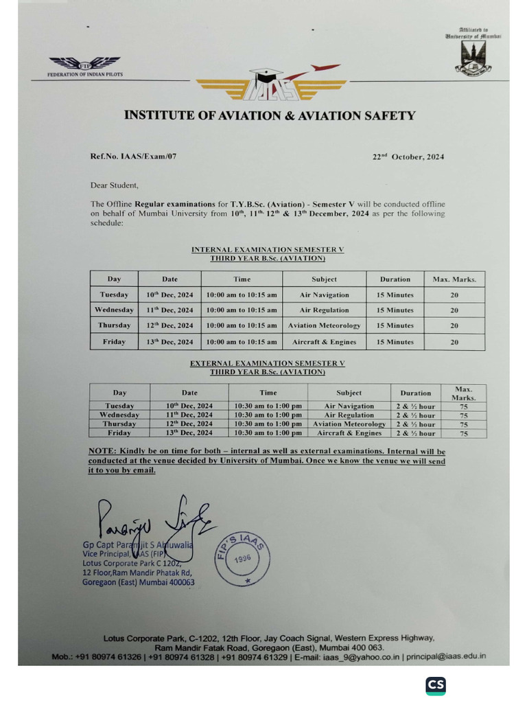 SEM 5 INTERNAL and EXTERNAL EXAM TIME TABLE | PDF