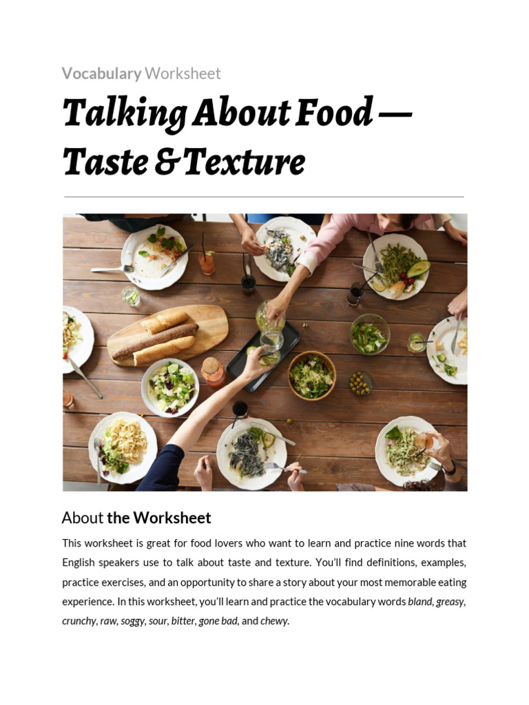 talking-about-food-taste-and-texture | PDF | Taste | Foods