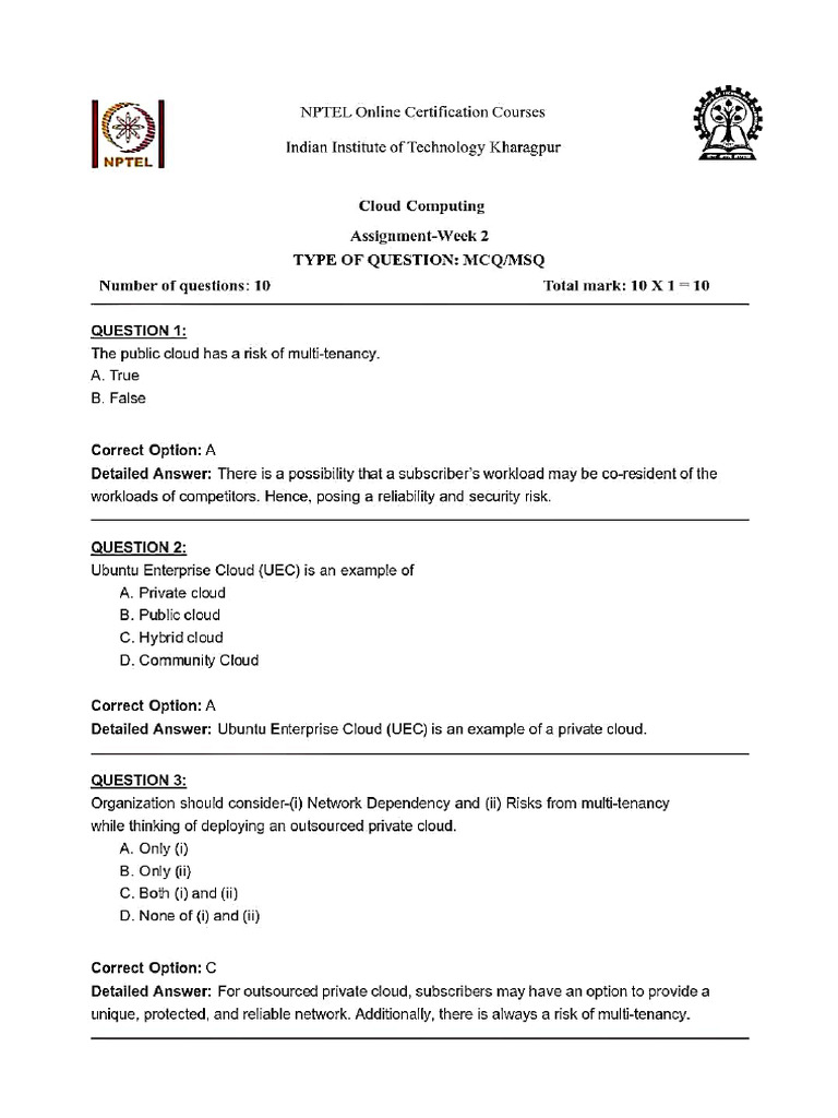 Cloud Computing Week2 Answers | PDF