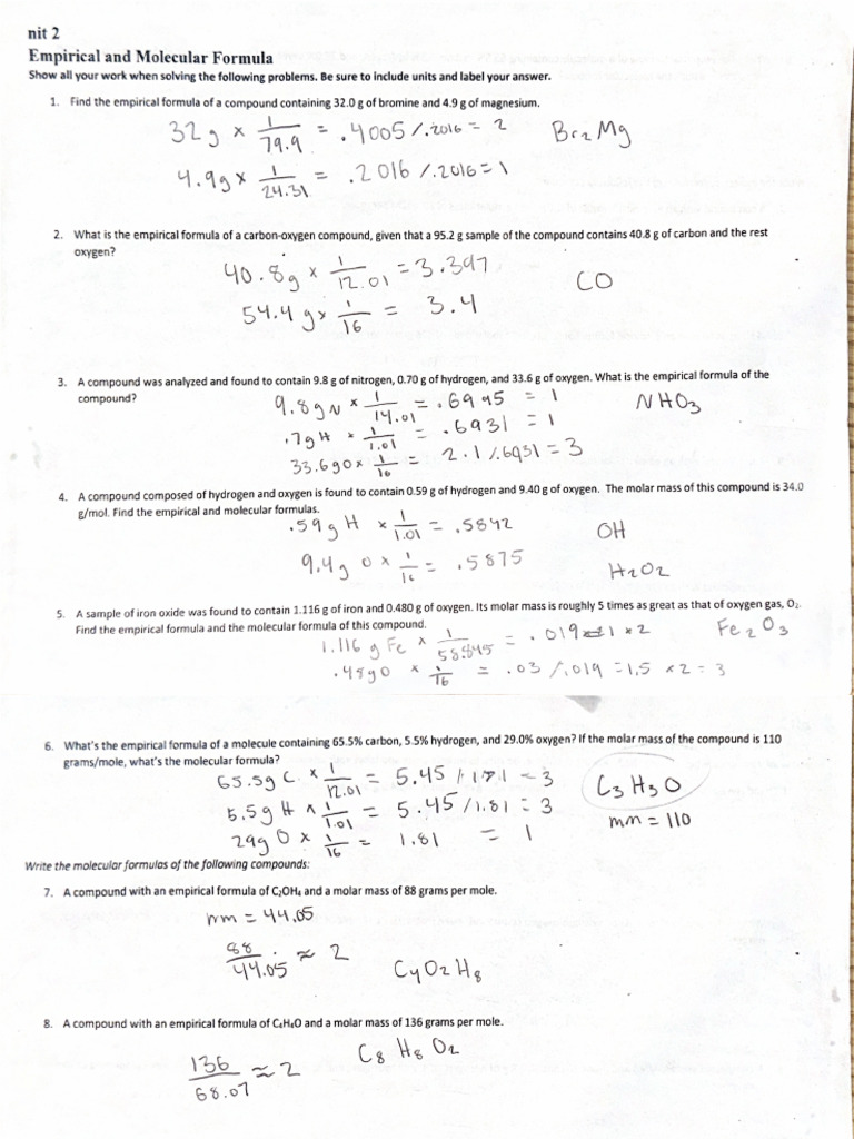 Empirical and Molecular Formula | PDF
