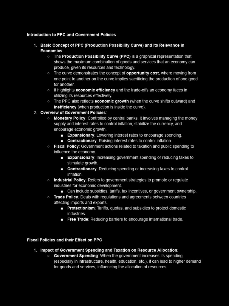 Introduction To PPC and Government Policies | PDF | Fiscal Policy ...