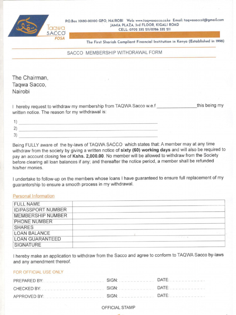 Withdrawal Form | PDF