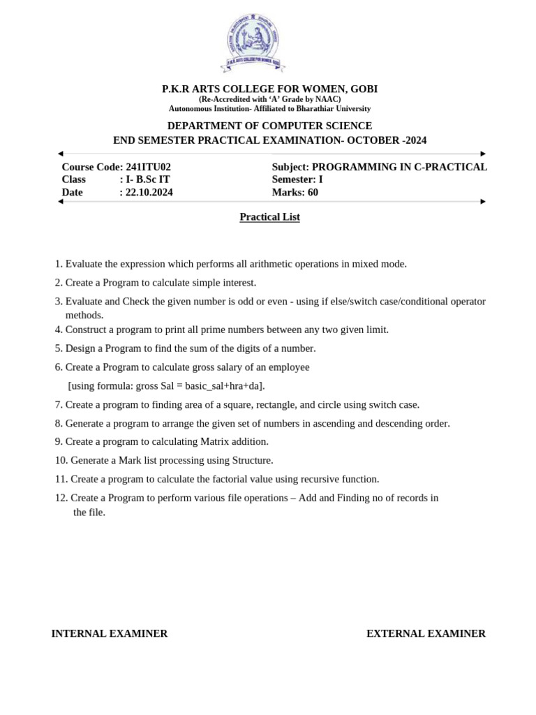 Cprogramming Practical SET-semester BscIT | PDF | Area | Numbers