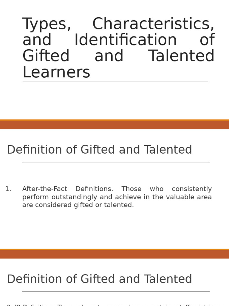 Types, Characteristics, and Identification of Gifted | PDF | Gifted ...