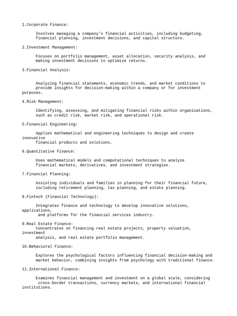 Finance Field Major | PDF