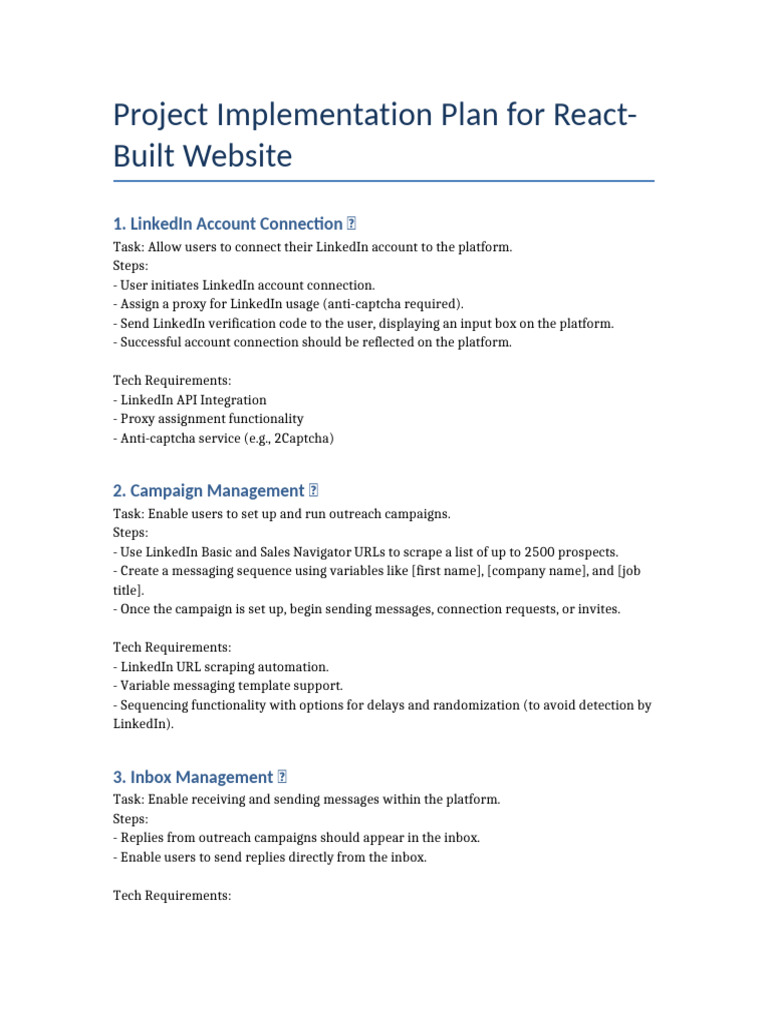 React_Website_Implementation_Plan | PDF | Linked In | Gmail