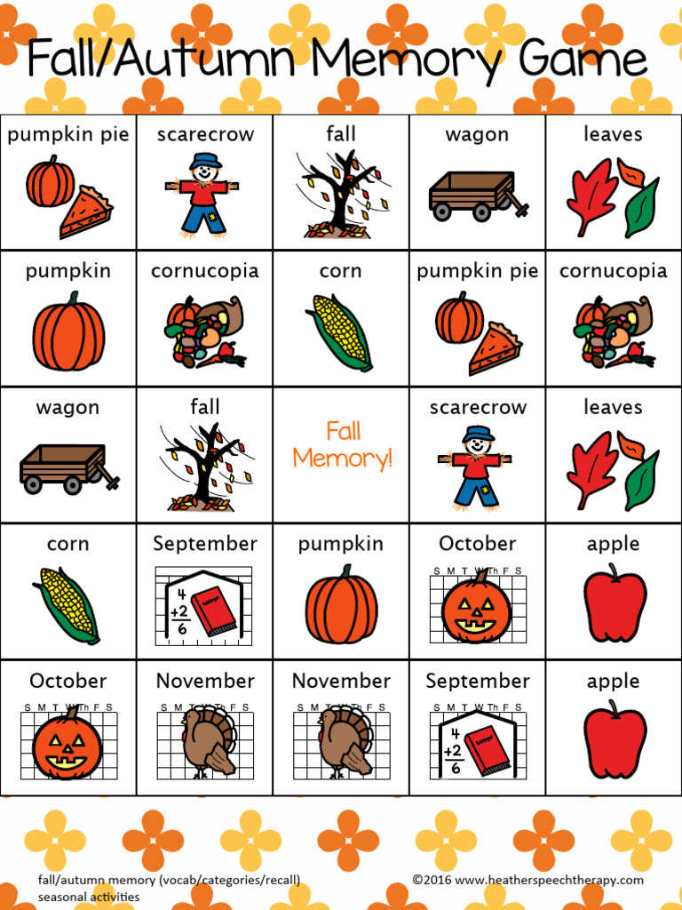 Fall Autumn Memory Game | PDF