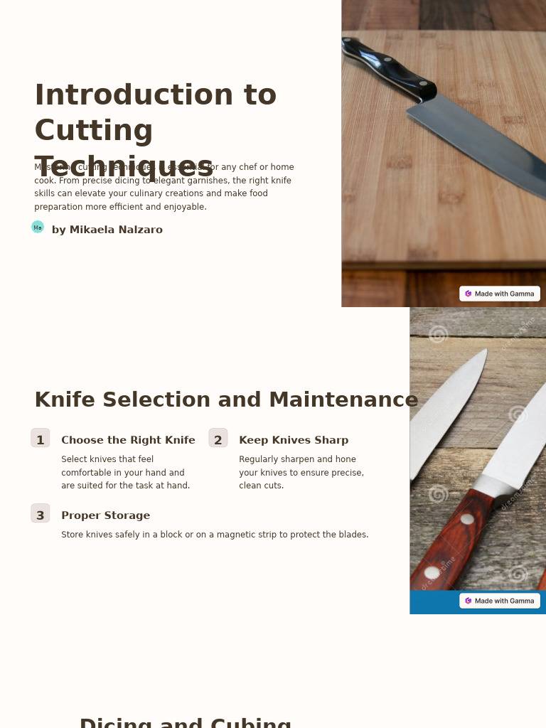 Introduction To Cutting Techniques | PDF | Knife | Food And Drink ...