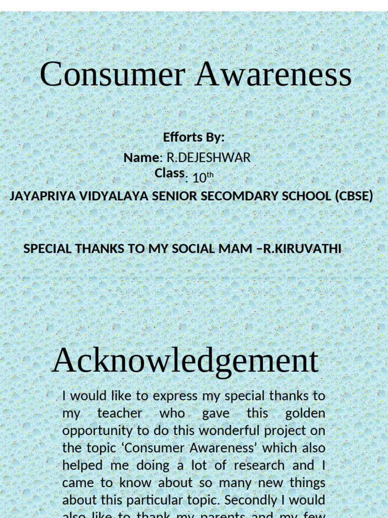 1edited consumer rights project (1) | PDF | Consumer Protection | Economies