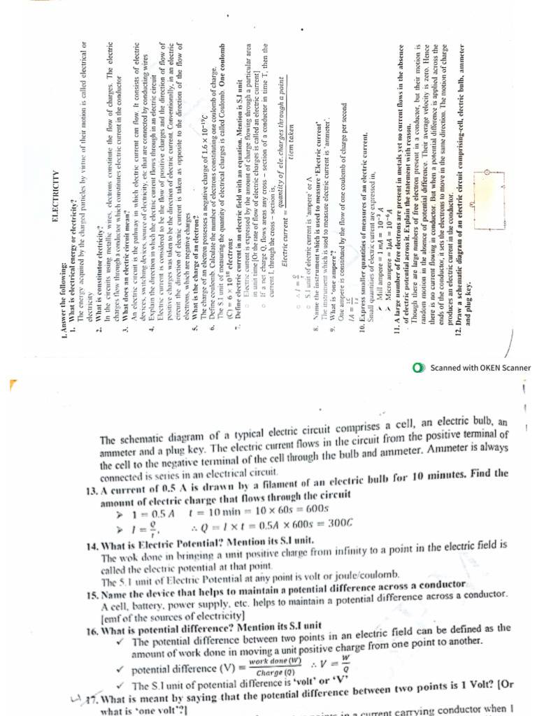 Electricity Class 10 Pdf