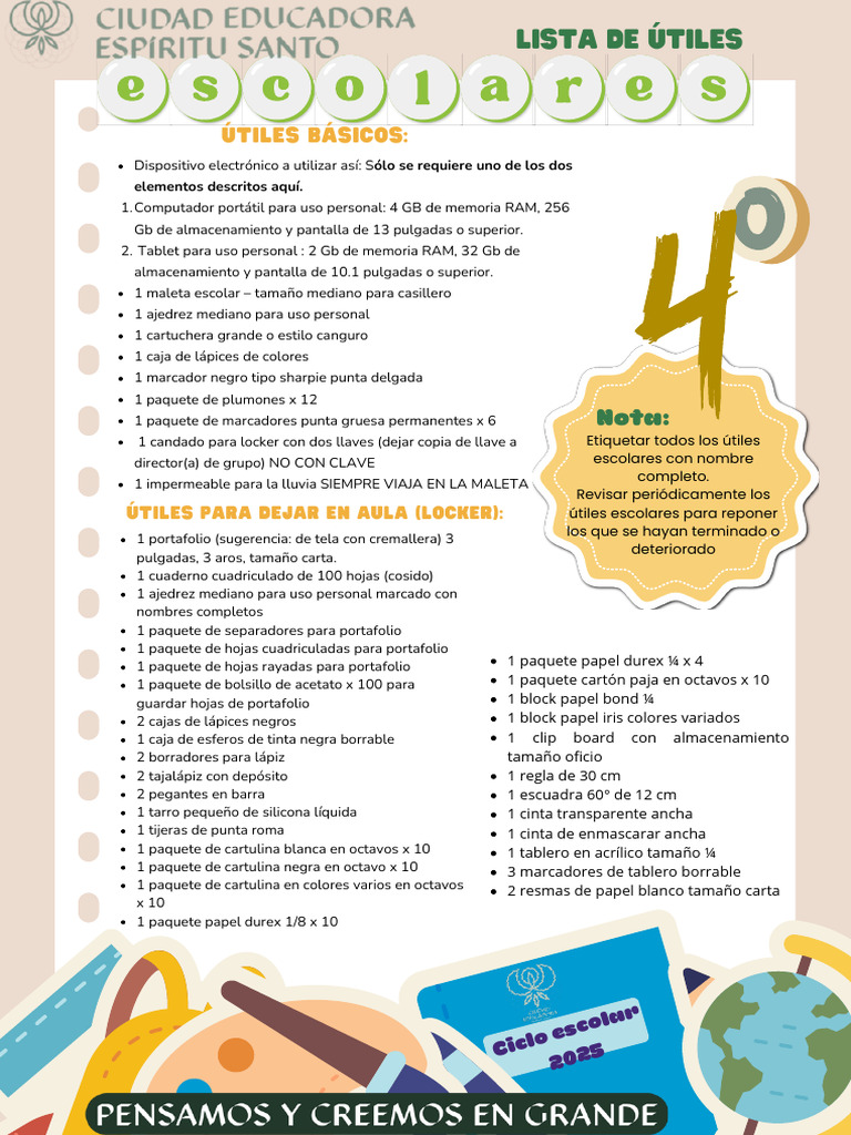 Lista de útiles escolares 2025 | PDF | Lápiz