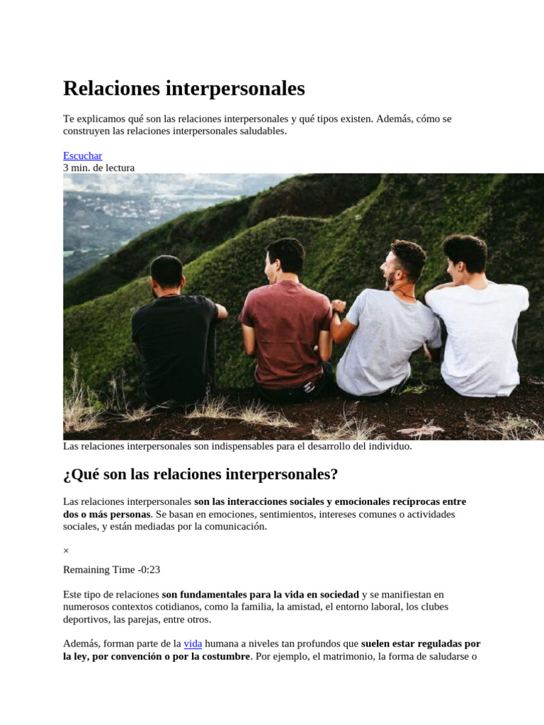 Tipos y Construcción de Relaciones Interpersonales | PDF | Relaciones ...