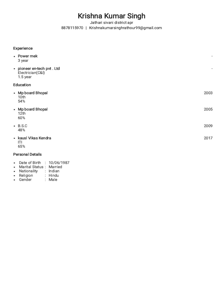 Resume of Krishna Kumar Singh | PDF