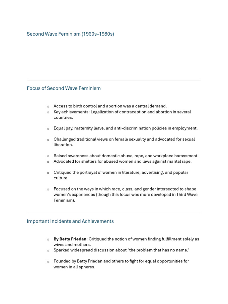 Second Wave Feminism | PDF | Gender Studies | Feminism