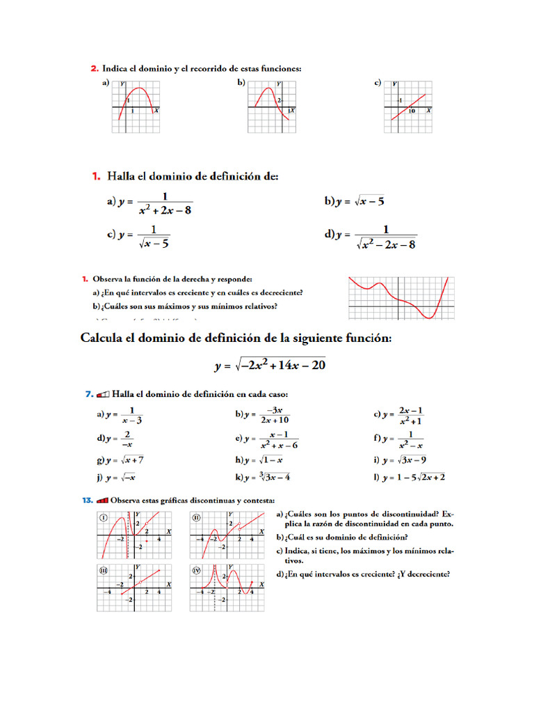 Boletin Mate Funciones 4º | PDF