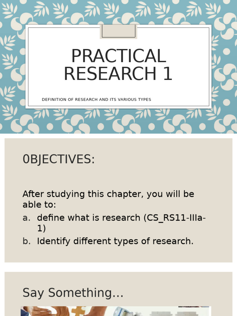 Practicalresearch1 Lesson1 230415052806 7cf44061 | PDF | Knowledge | Scientific Method