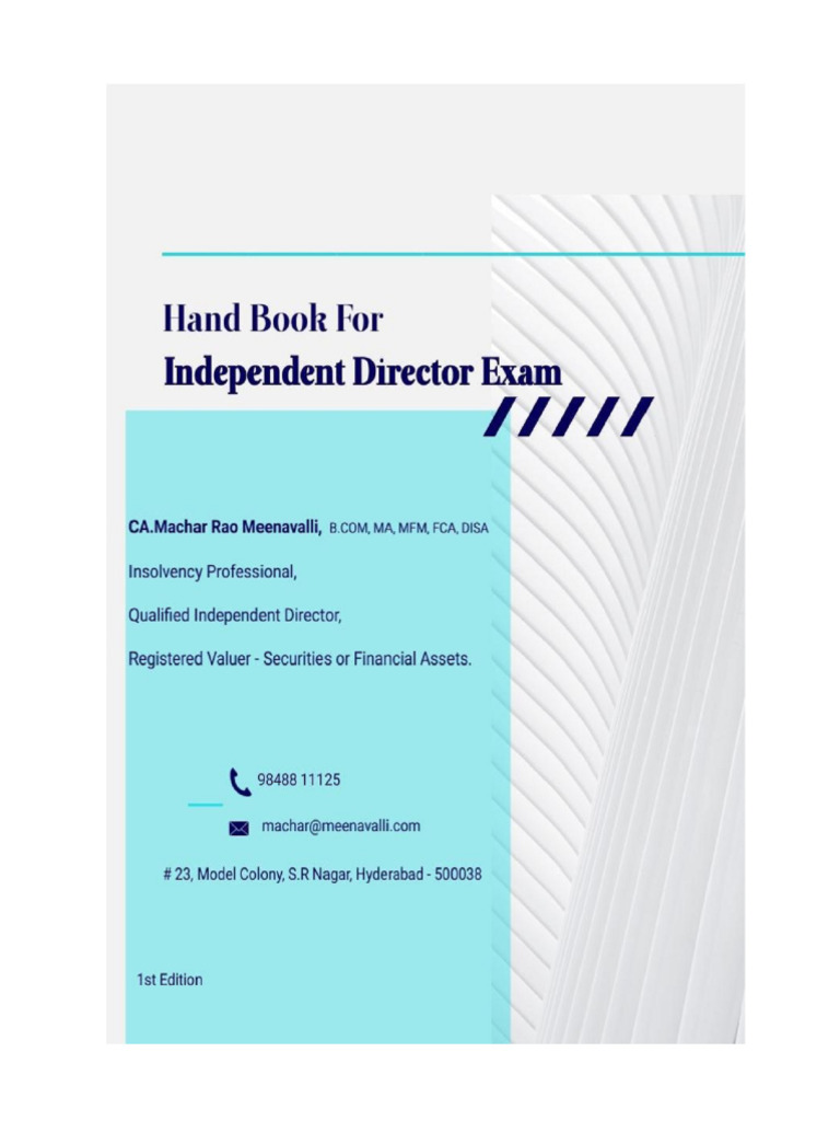 Hand Book For Independent Director Exam 1125.... | PDF