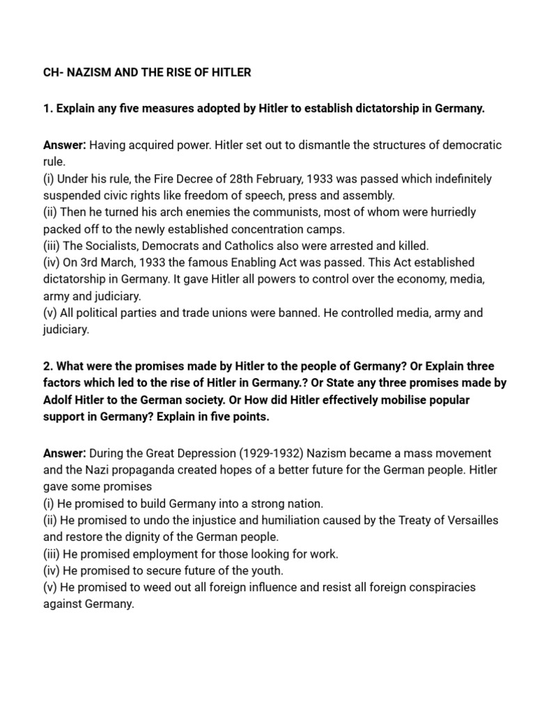 CH - Nazism and The Rise of Hitler | PDF | Nazi Germany | Adolf Hitler