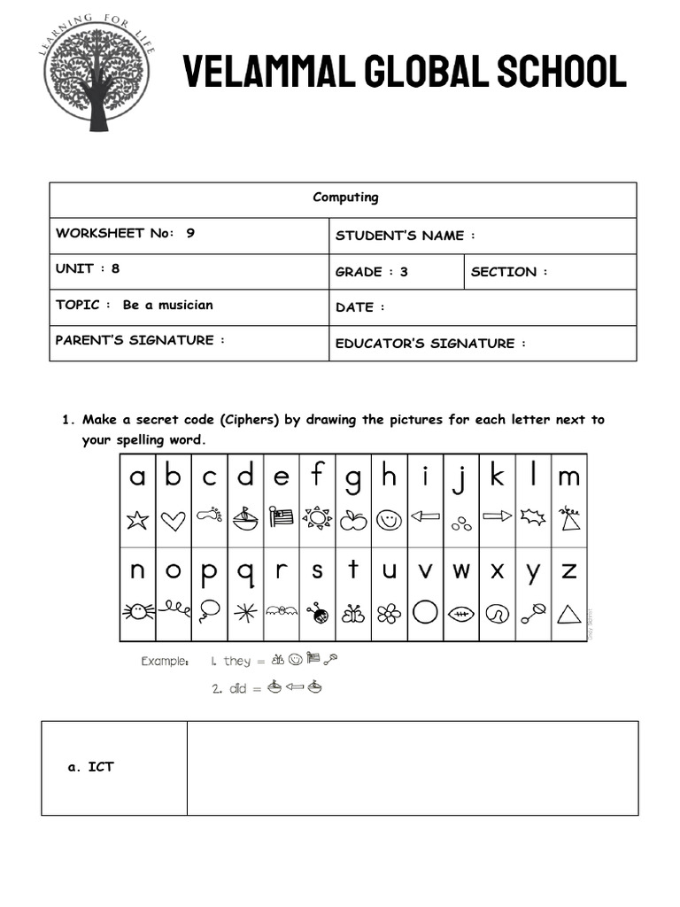 Secret Code Ciphers Worksheet for Kids | PDF