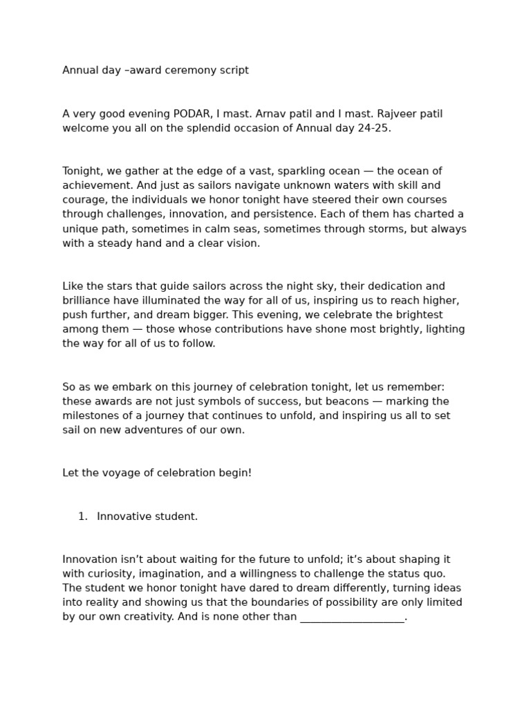 Award Function Hosting Script | PDF