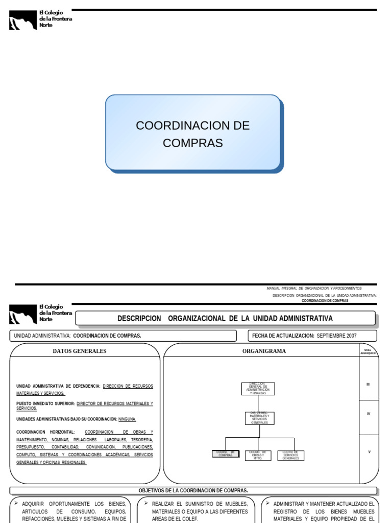 Manual de Procedimientos de Compras COLEF | PDF