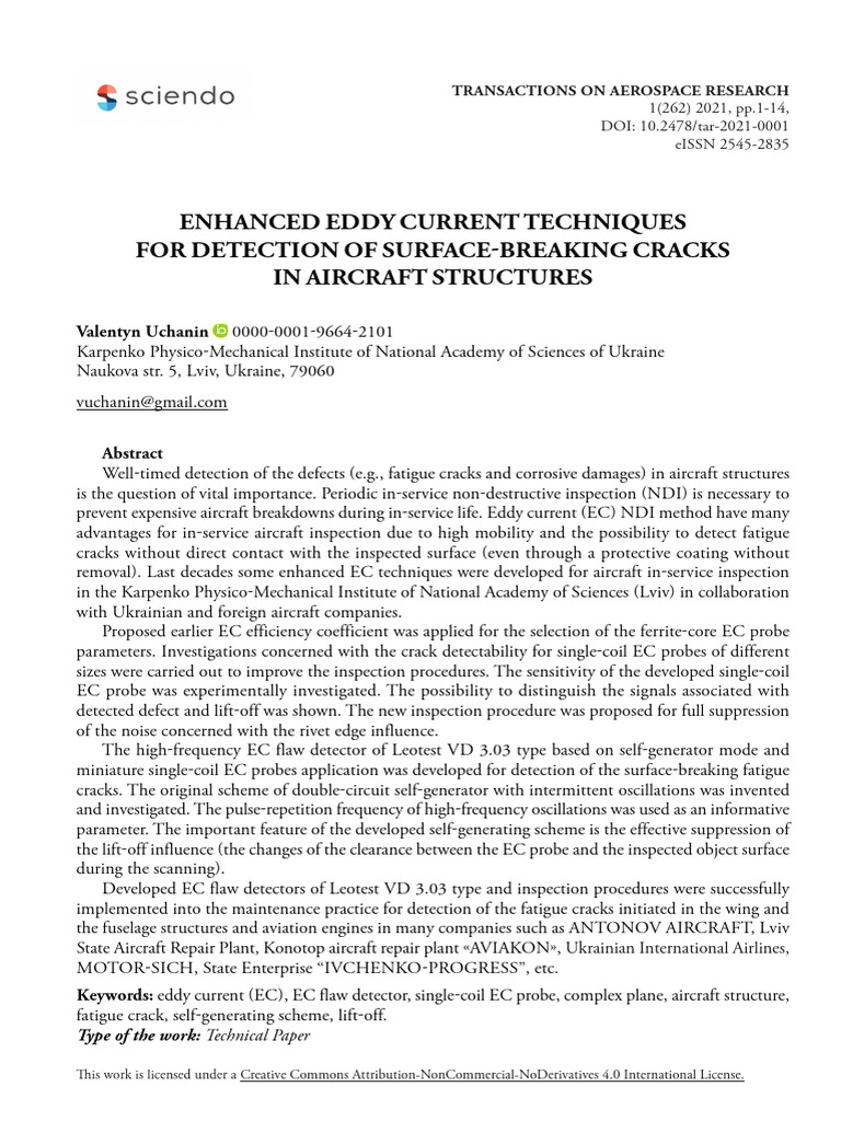 Enhanced Eddy Current Techniques For Detection Of Surface Breaking Cracks Pdf Inductor