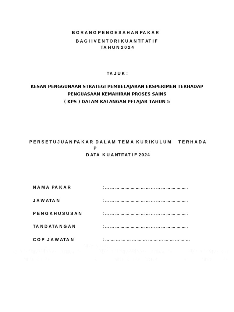 Borang pengesahan pakar | PDF