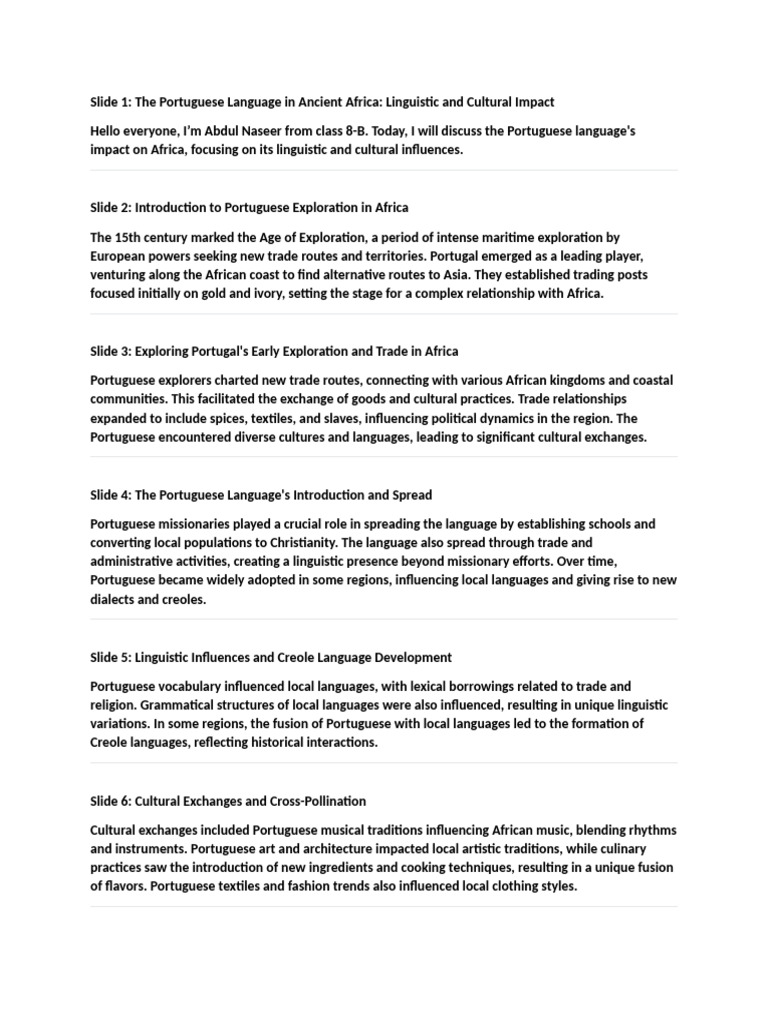 Presentation For Portugese Language Spread in Africa | PDF | Portuguese ...