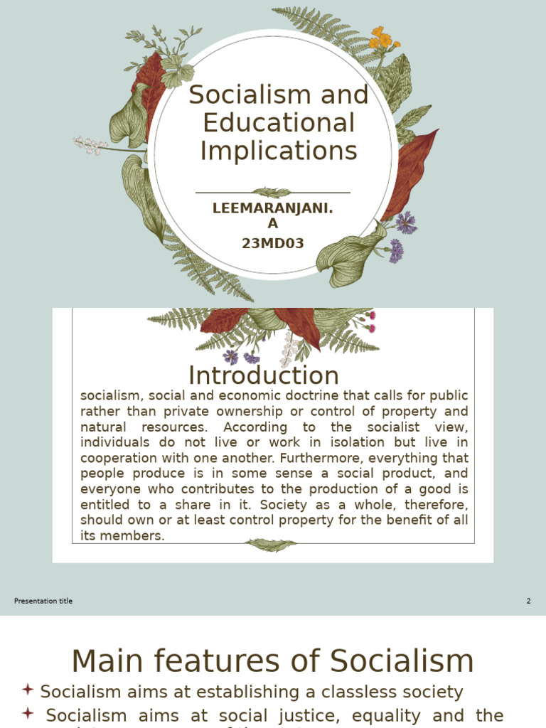 Socialism and Its Educational Impact | PDF | Socialism | Egalitarianism